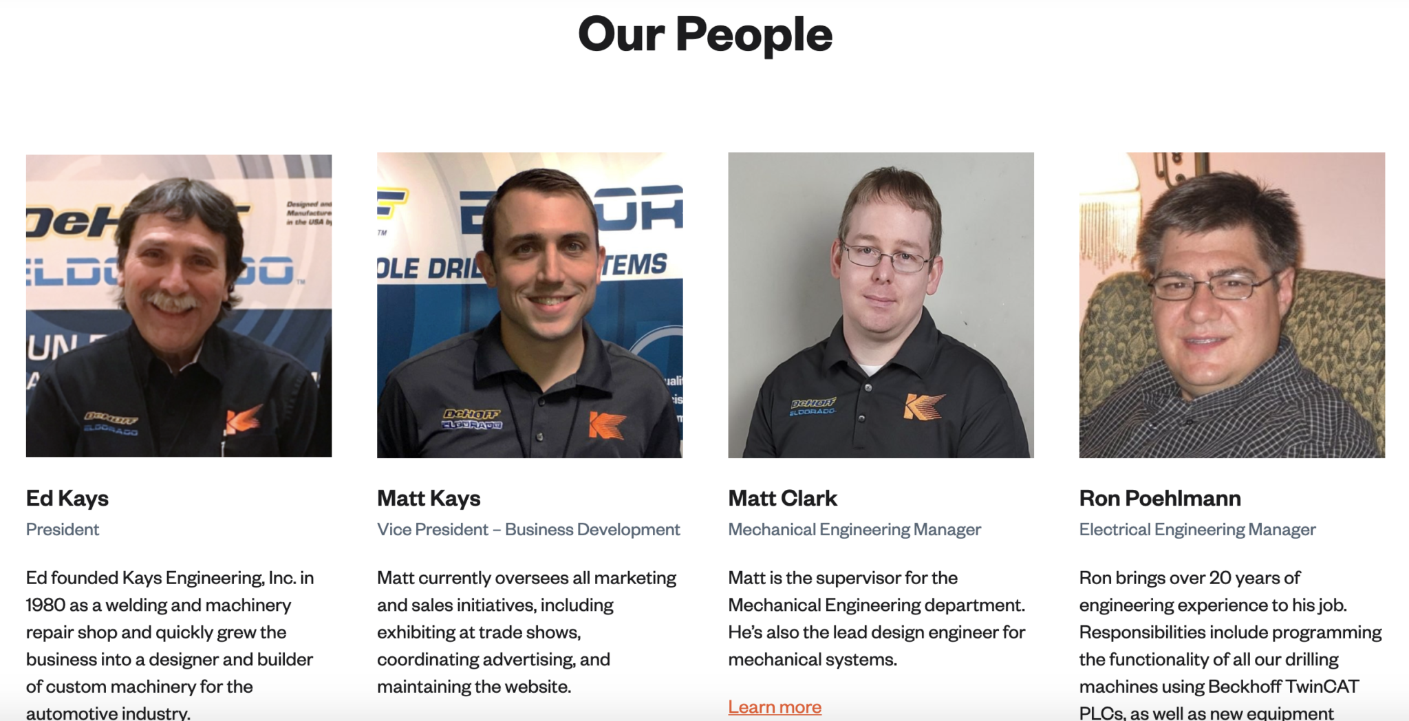 Manufacturing Websites: Creating Management Team Bios